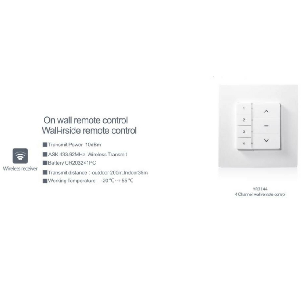 4 Channel On Wall Wireless Remote YR3144 – RAEX Australia