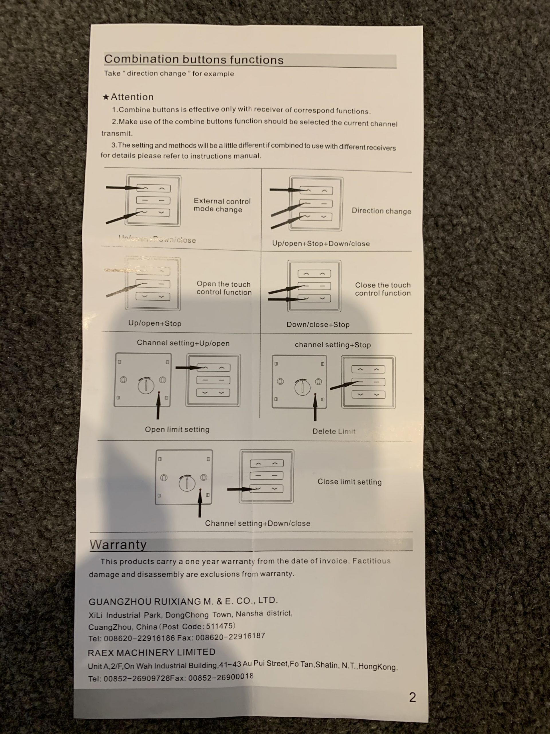 2 Channel Wall Mounted Wireless Remote Control YR2020 – RAEX Australia